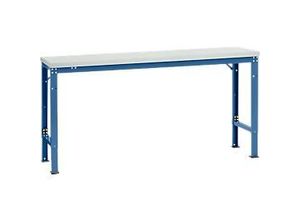 4045916138023 - AU70815007 Arbeits-Grundtisch UNIVERSAL Spezial mit Melaminplatte BxTxH = 1750 x 800 x 722-1022 mm Brillantblau (RAL 5007)