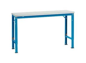 4045916137712 - AU70515012 Arbeits-Grundtisch UNIVERSAL Spezial mit Melaminplatte BxTxH = 1500 x 800 x 722-1022 mm Licht-Blau (RAL 5012)