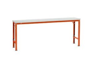 4045916138320 - AU71112001 Arbeits-Grundtisch UNIVERSAL Spezial mit Melaminplatte BxTxH = 2000 x 800 x 722-1022 mm Rotorange (RAL 2001)