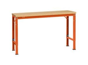 4045916146448 - AU70552001 Arbeits-Grundtisch UNIVERSAL Spezial mit Multiplexplatte BxTxH = 1500 x 800 x 722-1022 mm Rotorange (RAL 2001)