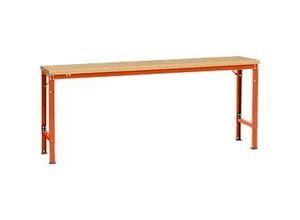 4045916147063 - AU71152001 Arbeits-Grundtisch UNIVERSAL Spezial mit Multiplexplatte BxTxH = 2000 x 800 x 722-1022 mm Rotorange (RAL 2001)