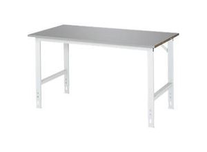 4040376415899 - Rau Arbeitstisch Tom manuell höhenverstellbar 25 mm MDF-Platte mit Edelstahlbelag bis 500 kg B 1500 x T 800 x H 760-1080 mm silber lichtgrau