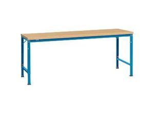 4045916147162 - AU71255012 Arbeits-Grundtisch UNIVERSAL Spezial mit Multiplexplatte BxTxH = 2000 x 1000 x 722-1022 mm Licht-Blau (RAL 5012)