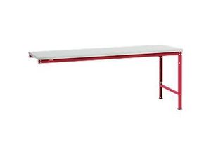 4045916151329 - AU81213003 Arbeits-Anbautisch UNIVERSAL Spezial mit Melaminplatte BxTxH = 2000 x 1000 x 722-1022 mm Rubin-Rot