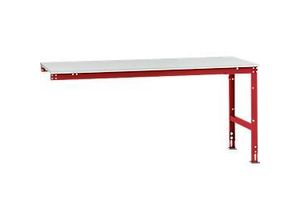 4045916077568 - AU61213003 Arbeits-Anbautisch UNIVERSAL Standard mit Melaminplatte BxTxH = 2000 x 1000 x 760-870 mm Rubin-Rot