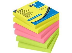 4044355788769 - inFO Power Notes Haftnotizen 75 x 75 mm 80 Blatt pro Block 6 Blöcke 3 Farben