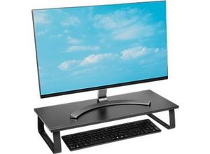 5028252593687 - Extrabreiter Monitorständer Computerständer Erhöhung für Schreibtische - Für Monitore bis zu 32 20kg - Abmessungen 12x26x60 Cm - Schwarz