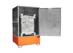 4052462026483 - Gefahrstoffschrank BAUER GS-4 Stahlblech unterfahrbar für 1 x 1000 l IBC B 1475 x T 1460 x H 2410 mm orange