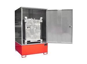 4052462026490 - Gefahrstoffschrank BAUER GS-4 Stahlblech unterfahrbar für 1 x 1000 l IBC B 1475 x T 1460 x H 2410 mm rot