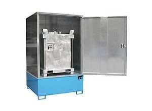 4052462026506 - Gefahrstoffschrank BAUER GS-4 Stahlblech unterfahrbar für 1 x 1000 l IBC B 1475 x T 1460 x H 2410 mm blau