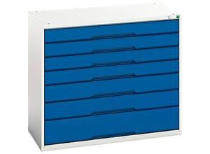 5039350155806 - Schubladenschrank verso 7 Schübe bis 75 kg je Schub Vollauszug B 1050 x T 550 x H 900 mm Stahlblech Grau-Blau