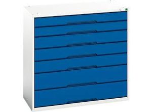 5039350154151 - Schubladenschrank verso 7 Schübe bis 75 kg je Schub Vollauszug B 1050 x T 550 x H 1000 mm Stahlblech Grau-Blau