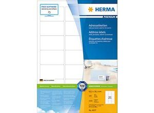 4008705046770 - HERMA Adressetiketten 4677 Weiß DIN A4 635 x 381 mm 100 Blatt à 21 Etiketten