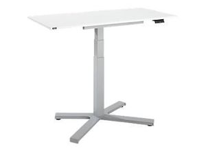 5900978465137 - Home Office Tisch elektrisch höhenverstellbar Rechteck Fußkreuz B 1150 x T 550 x H 1100-640 mm weiß silber + Memory-Bedienpanel