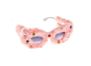 4255578905486 - Plüsch-Brille mit Strasssteinen rosa