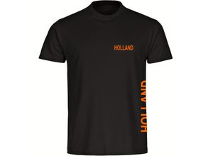 4068859456252 - multifanshop Herren T-Shirt - Holland - Brust & Seite - Druck orange - Männer