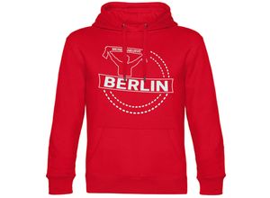 4068859134143 - multifanshop Kapuzen Sweatshirt - Berlin rot - Meine Fankurve - Druck weiß - Hoodie