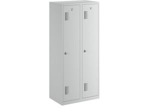 4061753006424 - eurokraft basic AMSTERDAM Garderobenschrank Höhe 1800 mm Breite 800 mm 2 Abteile mit Vorhängeschlossvorrichtung lichtgrau