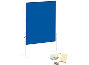 4002390062459 - MAULsolid Moderationstafel Filz blau B 1200 x H 1900 mm + Moderationskarten-Set 360 Karten und 200 Pin-Nadeln