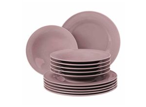 4052212138053 - Tafelservice SELTMANN WEIDEN Geschirr-Set 12 Teile Beat Geschirr-Sets Gr 12 tlg rosa mit Relief Made in Germany