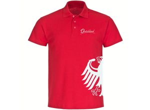 4068859407766 - multifanshop Poloshirt - Deutschland - Adler seitlich - Druck weiß - Polo