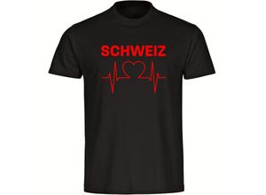 4068859230586 - multifanshop Herren T-Shirt - Schweiz - Herzschlag - Druck rot - Männer