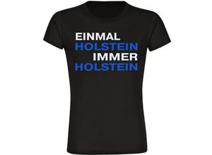 4068859400668 - multifanshop Damen T-Shirt - Holstein - Einmal Immer - Druck blau - Frauen