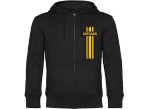 4068859188757 - multifanshop® Kapuzen Sweatshirt Jacke - Dortmund - Streifen - Druck gelb - Sweat