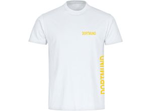 4068859185848 - multifanshop® Herren T-Shirt - Dortmund - Brust & Seite - Druck gelb - Männer