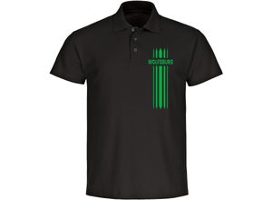 4068859177652 - multifanshop Poloshirt - Wolfsburg - Streifen - Druck grün - Polo