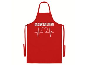 4068859110505 - multifanshop Grillschürze - Kaiserslautern - Herzschlag - Druck weiß - Schürze