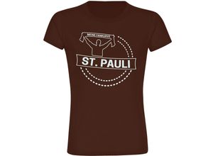 4068859195533 - multifanshop Damen T-Shirt - St Pauli - Meine Fankurve - Druck weiß - Frauen