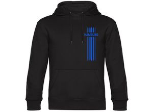 4068859011598 - multifanshop Kapuzen Sweatshirt - Hamburg - Streifen - Druck blau - Hoodie