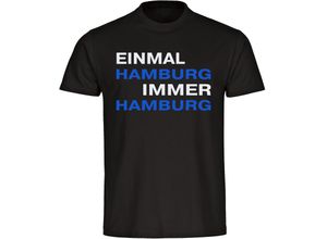 4068859007553 - multifanshop Herren T-Shirt - Hamburg - Einmal Immer - Druck blau - Männer