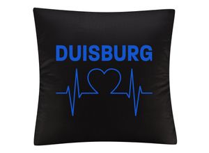 4068859037352 - multifanshop Kissenbezug - Duisburg - Herzschlag - Druck blau - Kissen