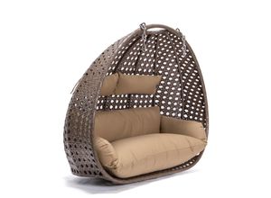 4058166012258 - HOME DELUXE Polyrattan Hängesessel TWIN braun - Korb + Kissen