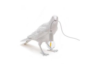 8008215147321 - SELETTI Bird Lamp LED-Dekotischlampe wartend weiß