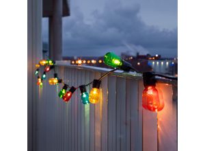 7318302386504 - LED-Lichterkette KONSTSMIDE Weihnachtsdeko aussen Lichterketten Gr Dioden 20 St Flammen 20 St Kabellänge 10 m x Gesamtlänge 1475 m schwarz Lichterketten und Lichtschlauch LED Biergartenkette bunt 20 bunte Birnen 40 warm weiße Dioden