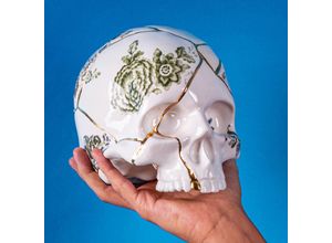 8008215215525 - SELETTI Skulptur Kintsugi Skull weiß Porzellan Gold