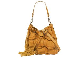 4260543053789 - Henkeltasche SAMANTHA LOOK Damen Gr B H T 24cm x 22cm x 17cm onesize gelb Leder Taschen echt Leder Made in Italy