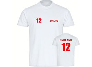 4068859218850 - multifanshop Kinder T-Shirt - England - Trikot Nummer 12 - Druck rot - Kind