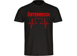 4068859466497 - multifanshop Herren T-Shirt - Österreich - Herzschlag - Druck rot - Männer