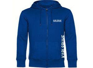 4068859021337 - multifanshop Kapuzen Sweatshirt Jacke - Karlsruhe - Brust & Seite - Druck weiß - Sweat