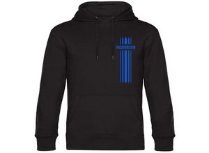 4068859049850 - multifanshop Kapuzen Sweatshirt - Paderborn - Streifen - Druck blau - Hoodie