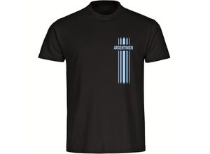 4068859273156 - multifanshop Herren T-Shirt - Argentinien - Streifen - Druck hellblau - Männer