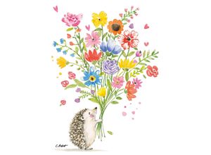 4021766295697 - Papierservietten Igel mit Blume 33 x 33 cm 20 Stück