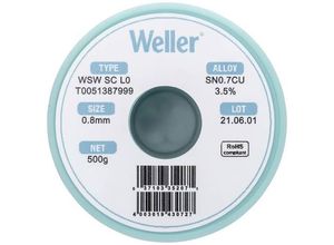 4003019430727 - Wsw sc L0 Lötzinn bleifrei Spule Sn07Cu 500 g 08 mm - Weller