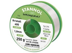 4006062102993 - Ecology ts Lötzinn bleifrei Spule Sn955Ag38Cu07 REL0 250 g 1 mm - Stannol