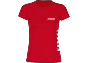 4068859070427 - multifanshop Damen T-Shirt - Augsburg - Brust & Seite - Druck weiß - Frauen