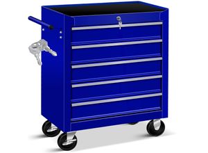 4260486781053 - Werkstattwagen Rollwagen Werkzeugwagen Werkzeugkiste Fächer Toolbox Werkzeug box 5 Fächer Blau - Masko